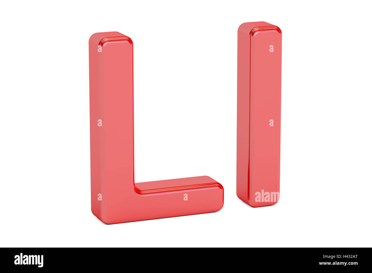 Red letter L alphabet, 3D rendering isolated on white background Stock ...