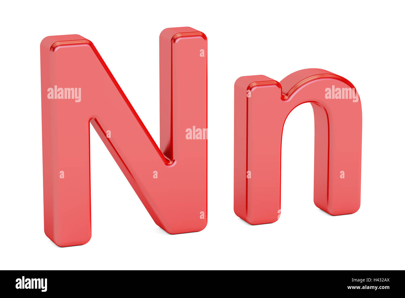 English letter N alphabet, 3D rendering isolated on white background ...