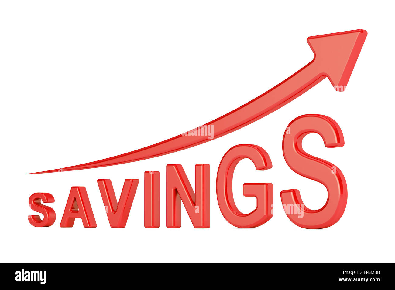 savings concept with arrow, 3D rendering isolated on white background ...