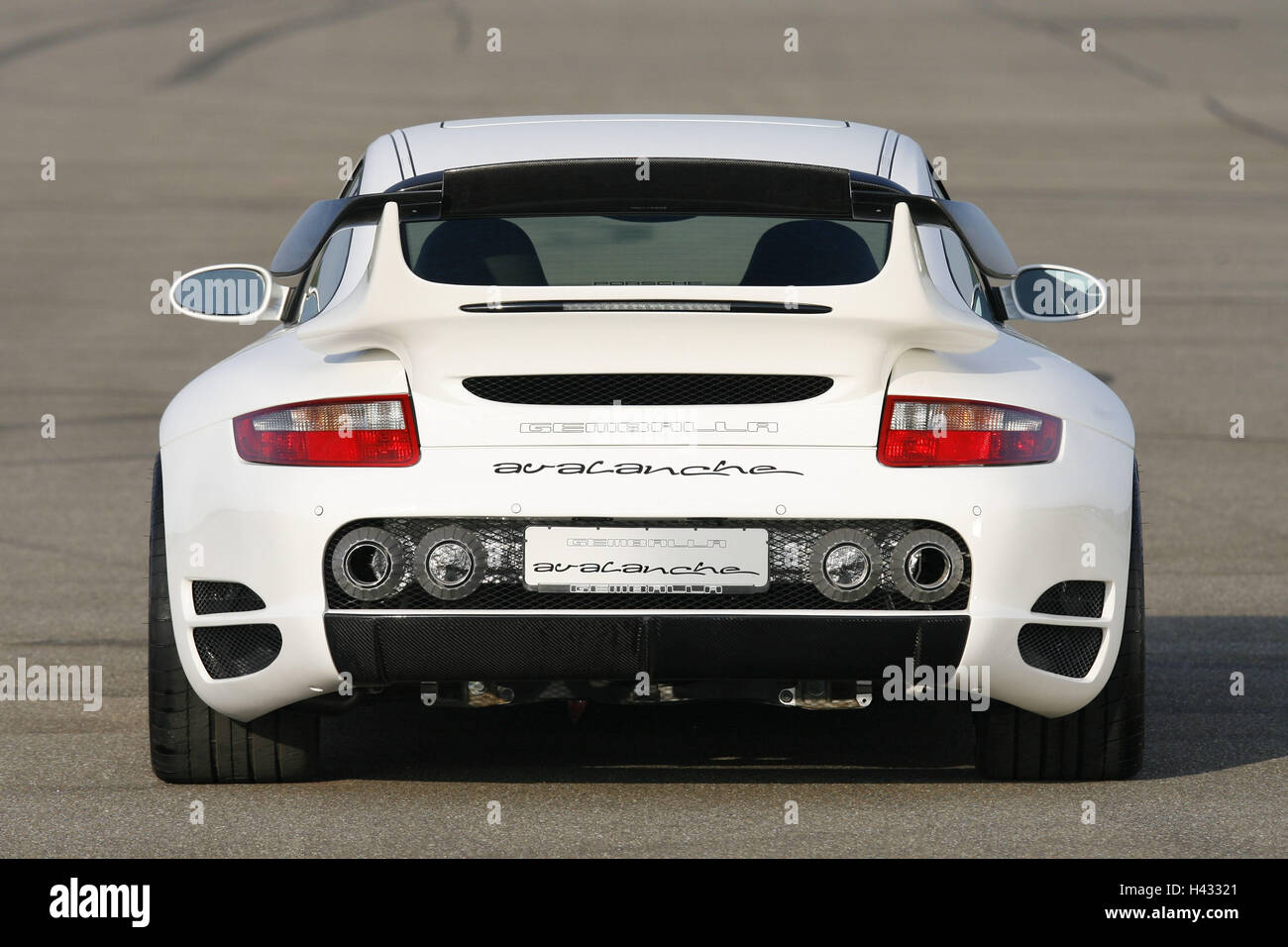 Gemballa Porsche, Avalanche, white, rear view Stock Photo - Alamy