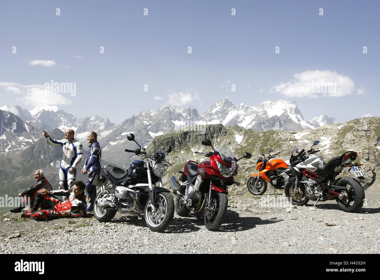 Motorcycles, vertical, alp scenery Stock Photo - Alamy