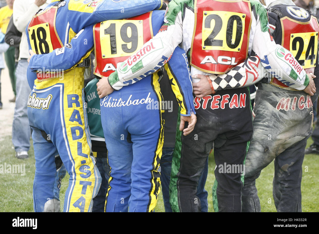 Motorcycle Speedway Pfaffenhofen, group, participant, rear view Stock ...