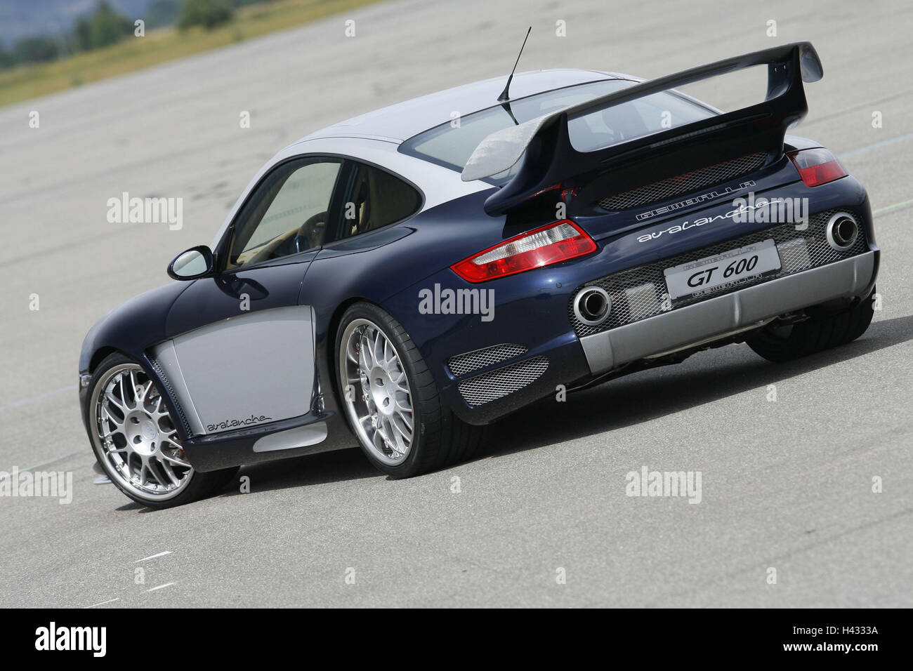 Gemballa Porsche, Avalanche, blue white, diagonally rear view, aslant ...