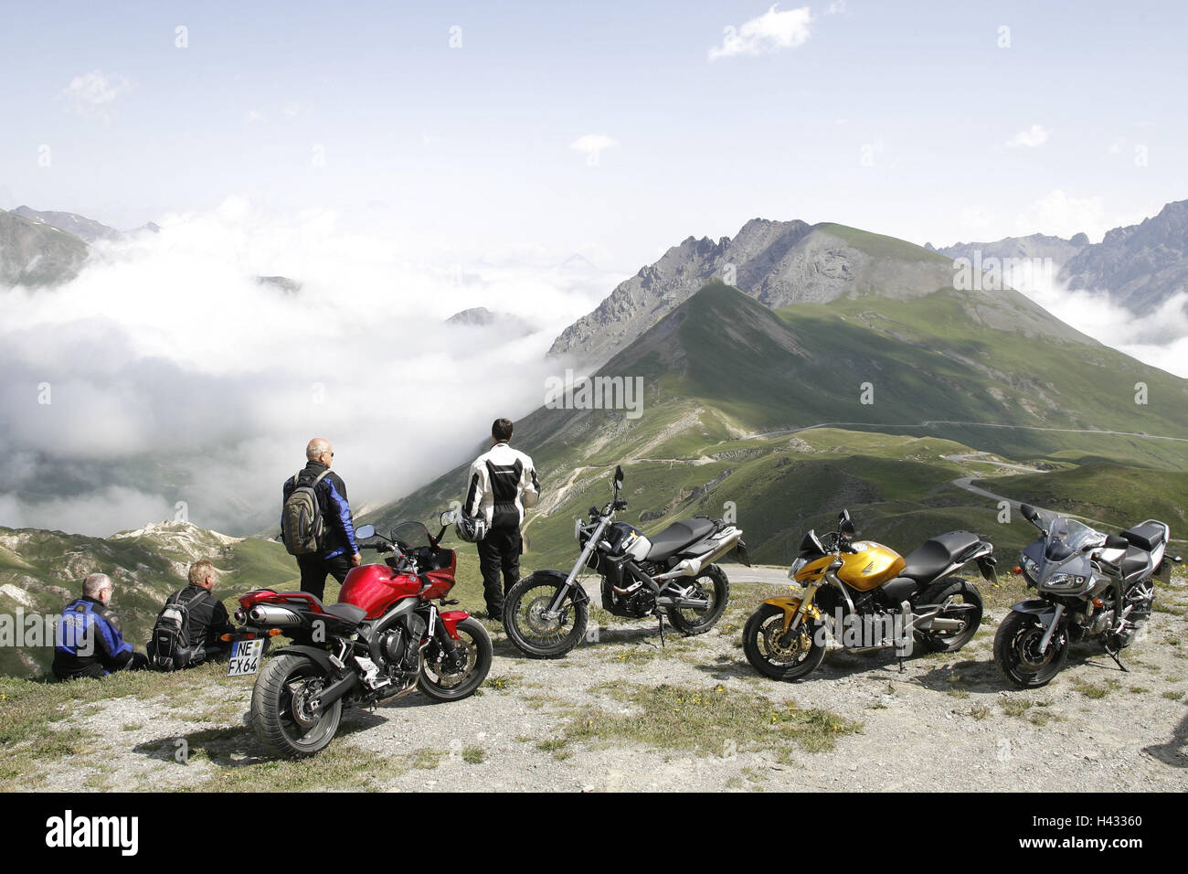 Motorcycles, vertical, alp scenery Stock Photo - Alamy