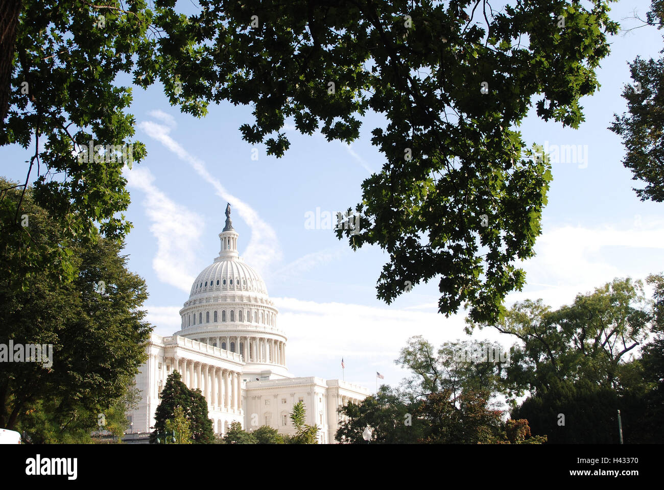 The USA, Washington D.C., Capitol, detail, back light, North America ...