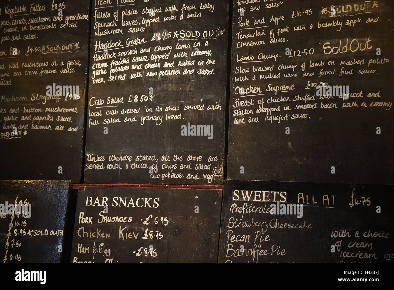 Great Britain, south narrow country, Swanage, restaurant, notice boards ...