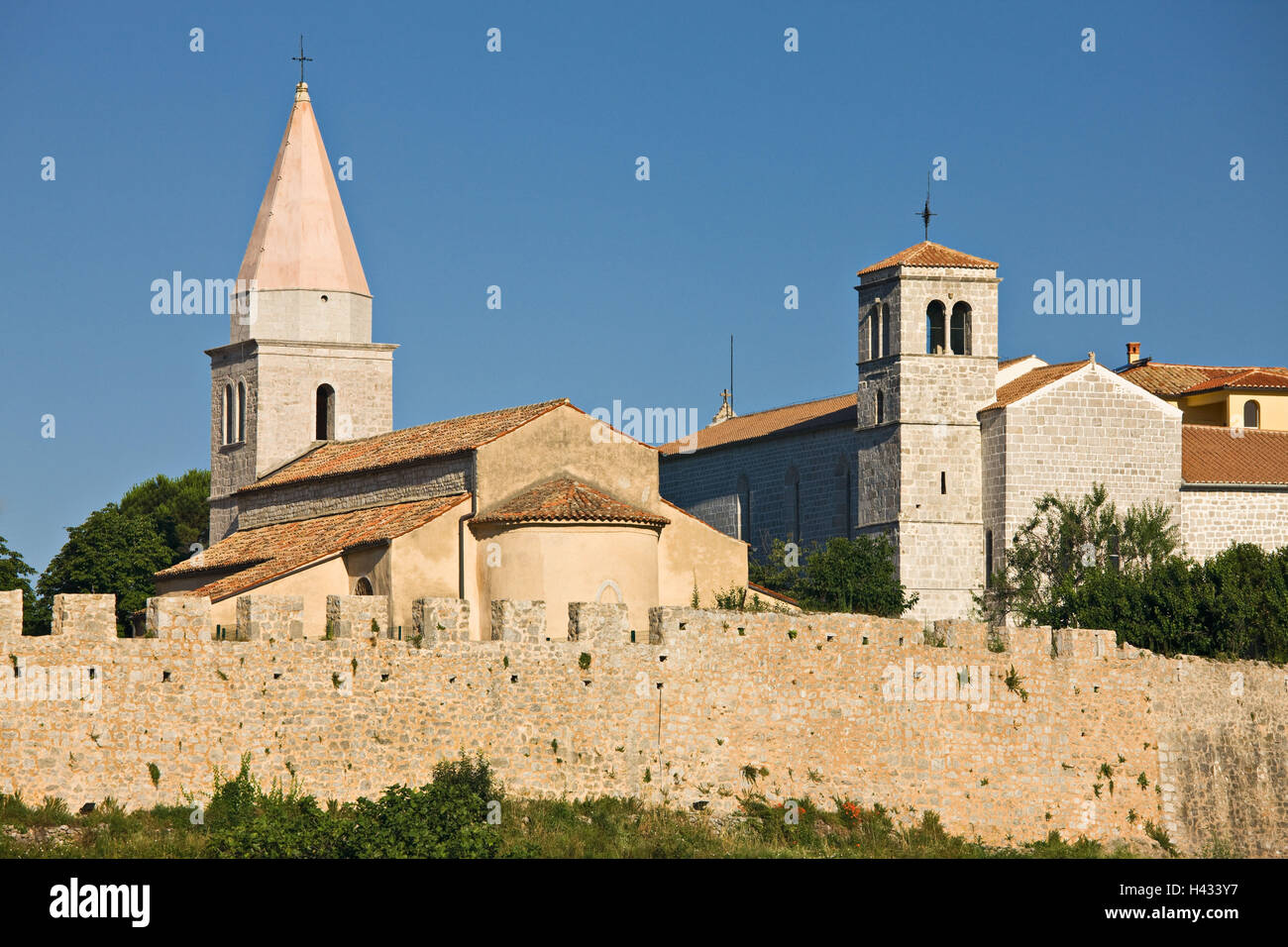 Croatia, Kvarner bay, island Krk, city Krk, steeple, church Stock Photo ...