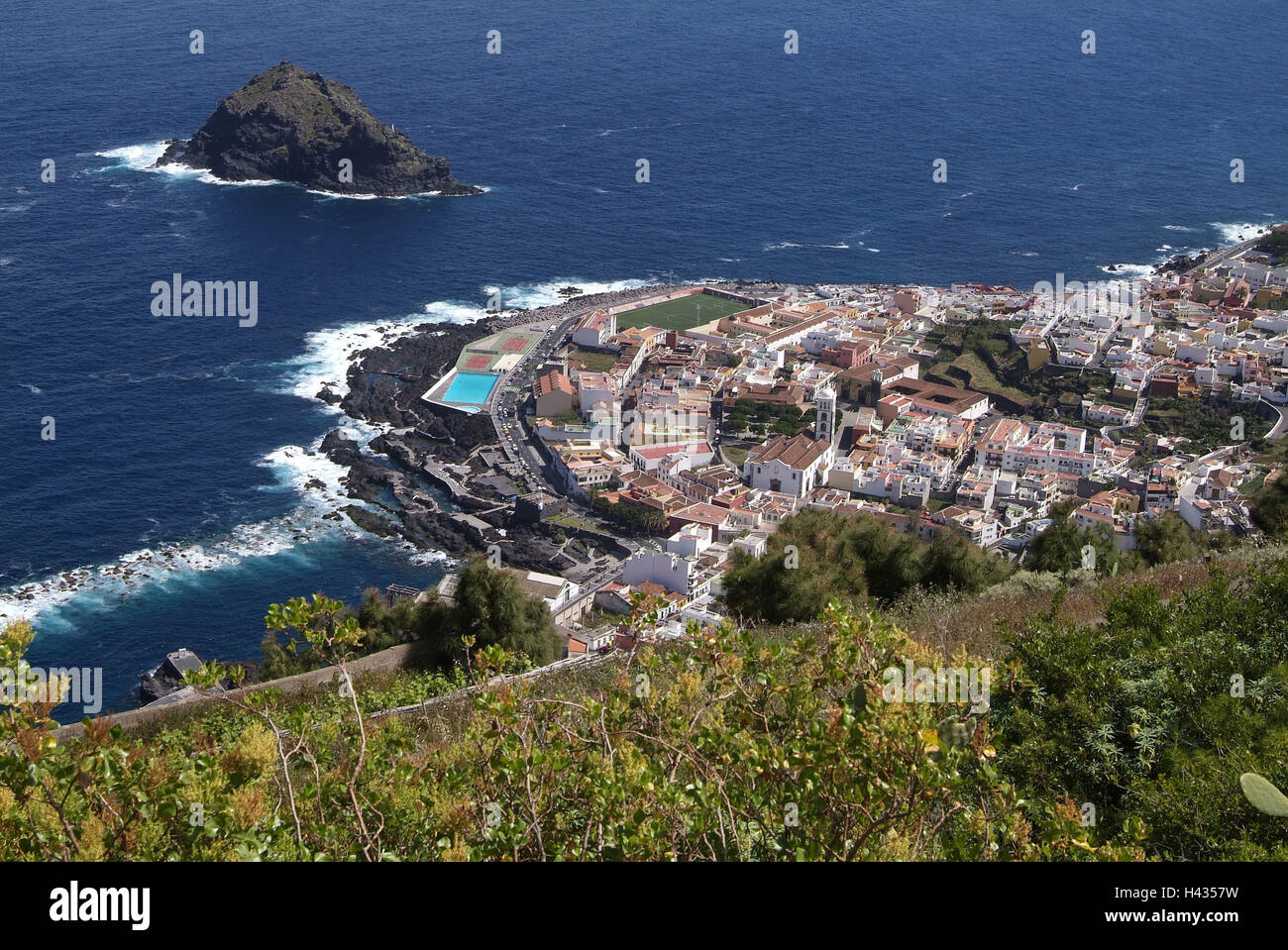 Spain, Canaries, island Tenerife, Garachico, city-overview Stock Photo ...
