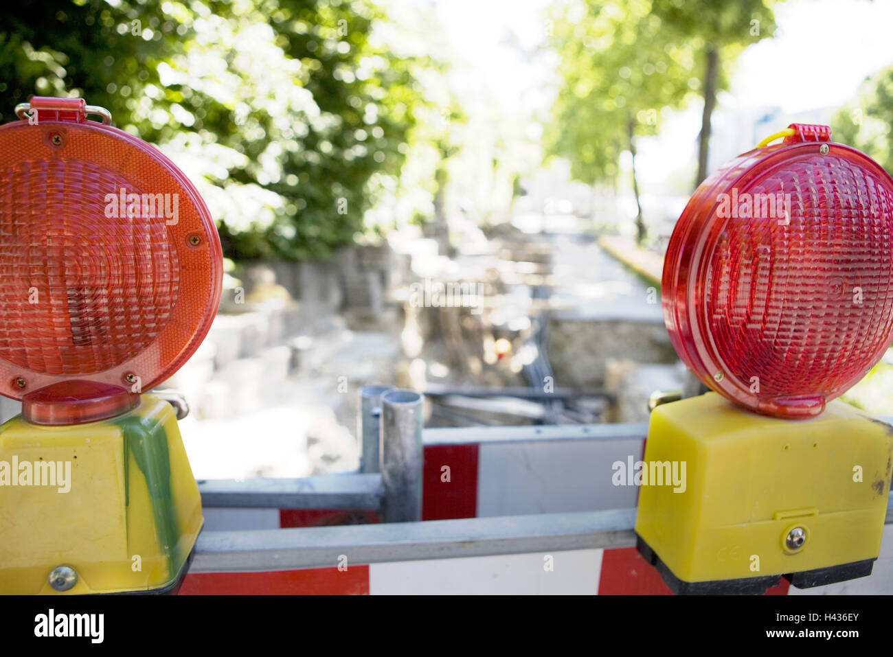 Road construction works, blocking, lamps Stock Photo - Alamy
