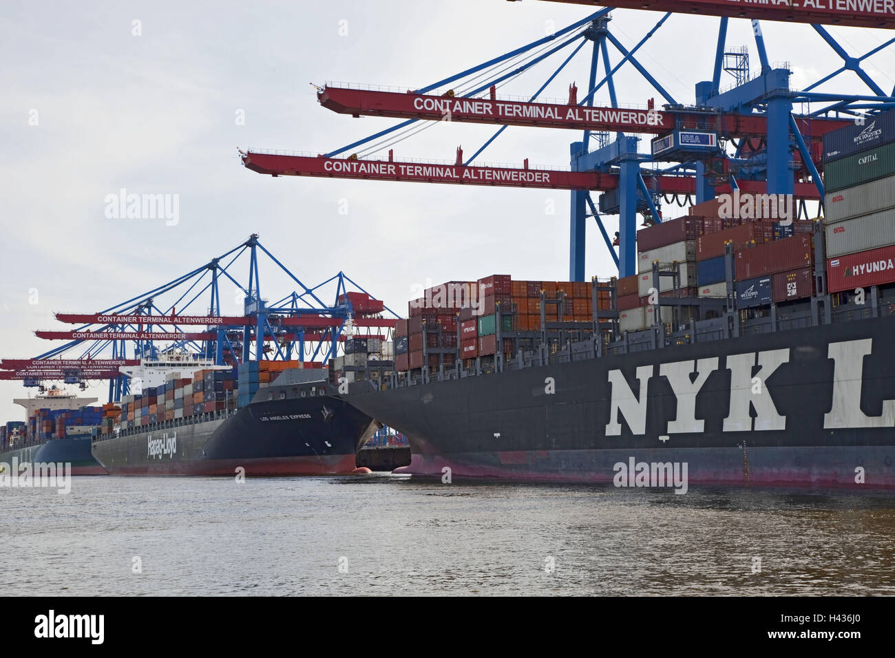 Germany, Hamburg, container port, container ships Stock Photo - Alamy