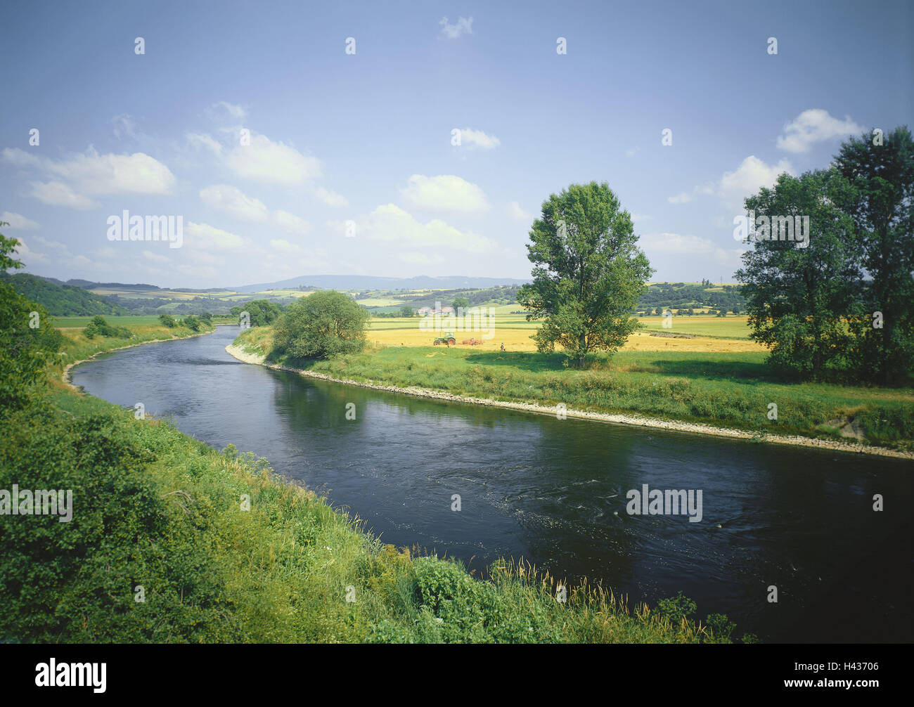 Germany, Hessen, Werratal, summer, Meißnerland, river scenery, scenery ...