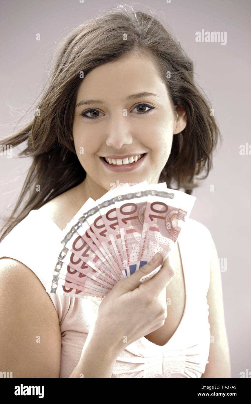 Teenager's girls, banknotes, diversified, portrait Stock Photo - Alamy