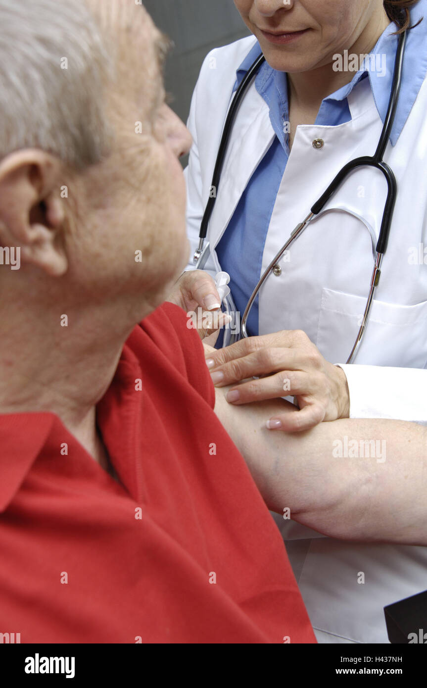 Doctor, treatment, patient, arm, syringe, detail, person, woman, man ...