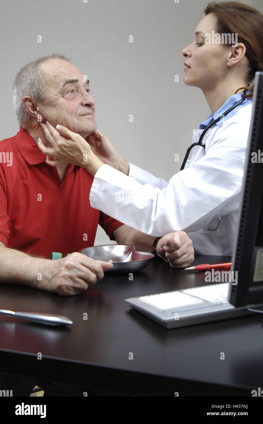 Doctor, examination, patient, feel, lymph nodes, people, woman, man ...
