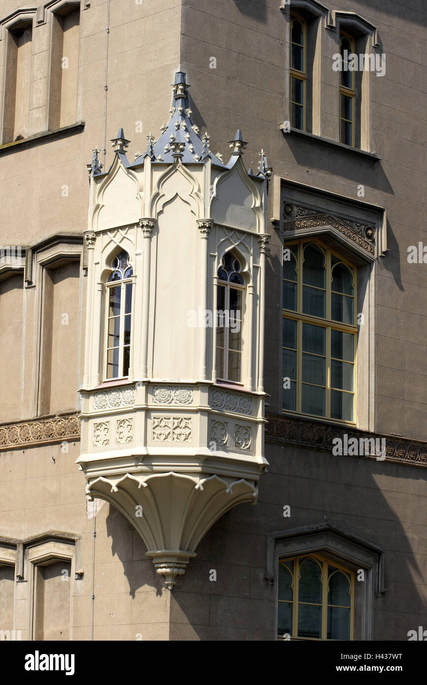 Germany, Mecklenburg-West Pomerania, Neustrelitz, house facade, bay window, historically, North ...