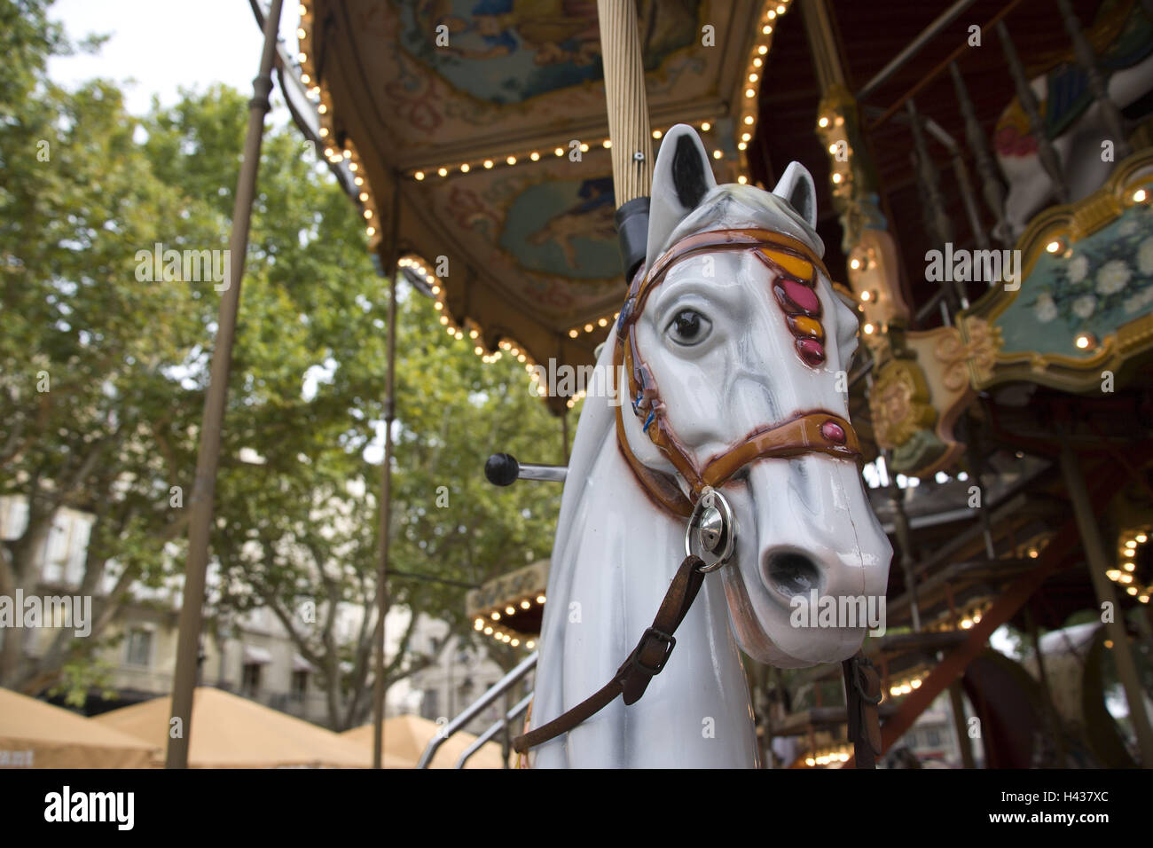 France, Provence, Avignon, roundabout, horse, detail, carousel horse ...
