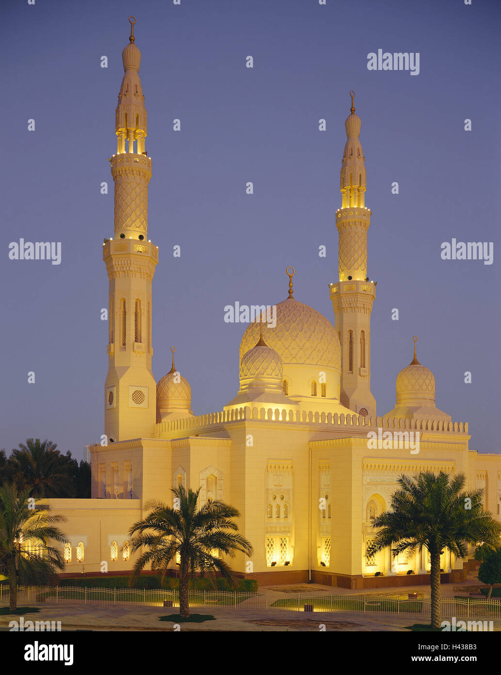 United Arab Emirates, Dubai, Jumeirah mosque, outside, night, lighting ...