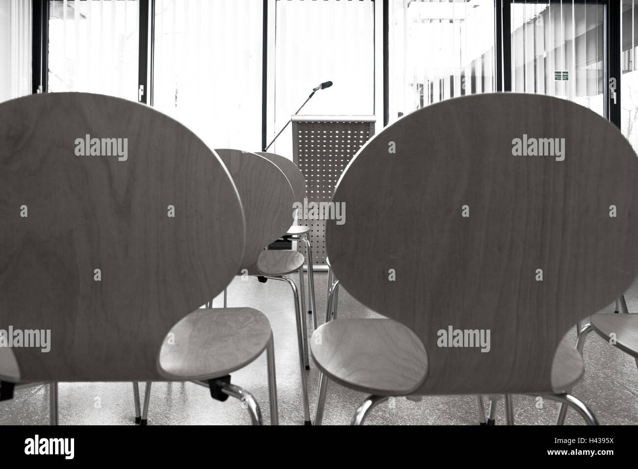 Talk room, chair series, speaker's writing desk, microphone, detail, b ...