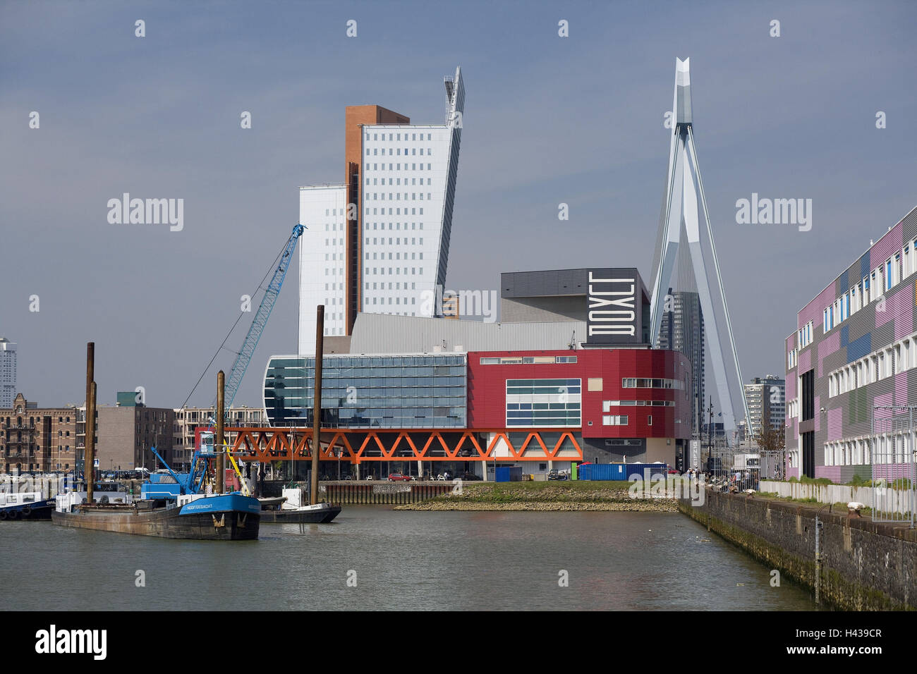 The Netherlands, Rotterdam, Rhine harbour, Erasmusbrücke, high rises ...