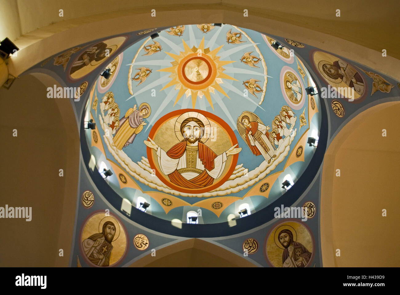 Egypt, Aswan, church, Coptic, interior, dome picture, Christ, Africa ...