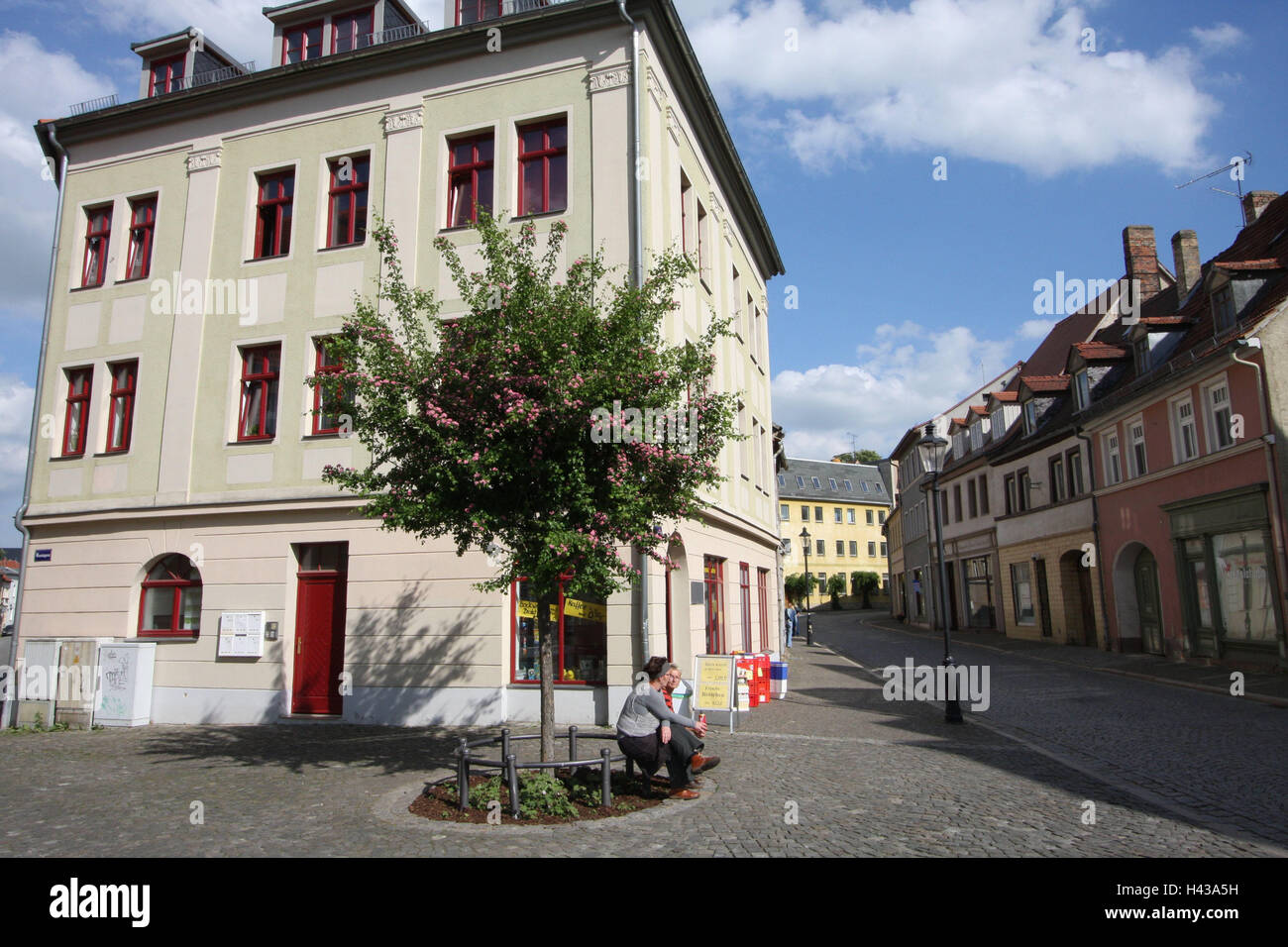 Germany, Saxony-Anhalt, castle Naum, residential houses, lane, town ...