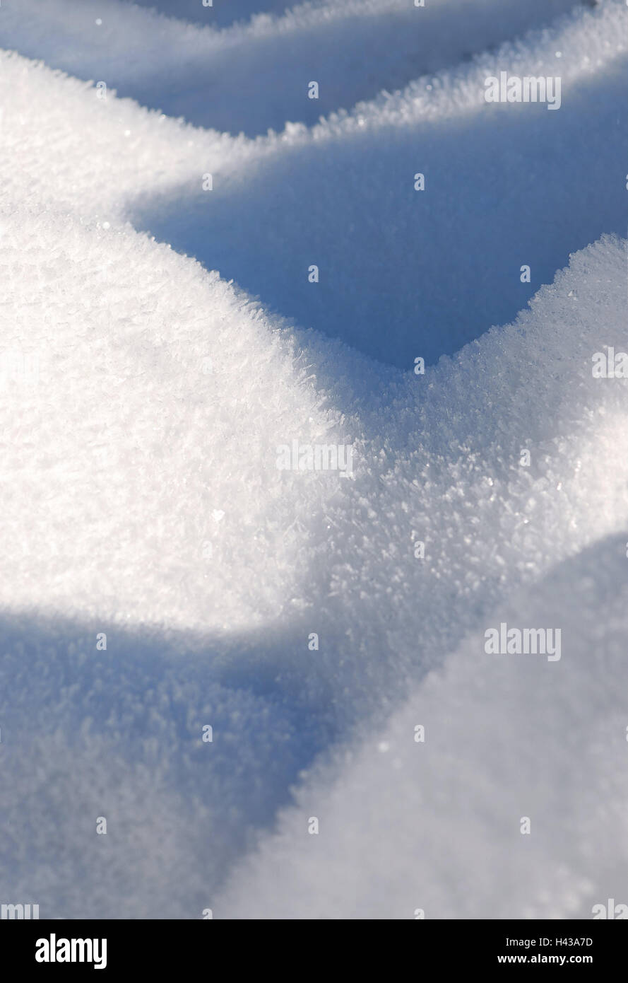 Snow surface, hilly, light, shade, medium close-up, snow, crystals ...