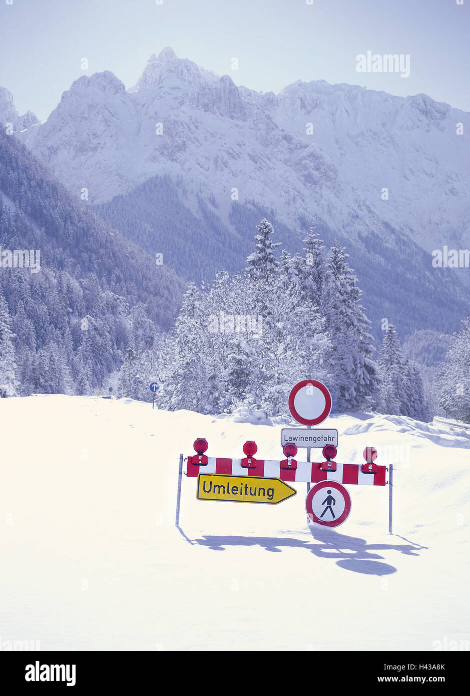 Germany, Bavaria, Mittenwald, federal highway B12, blockage, danger ...