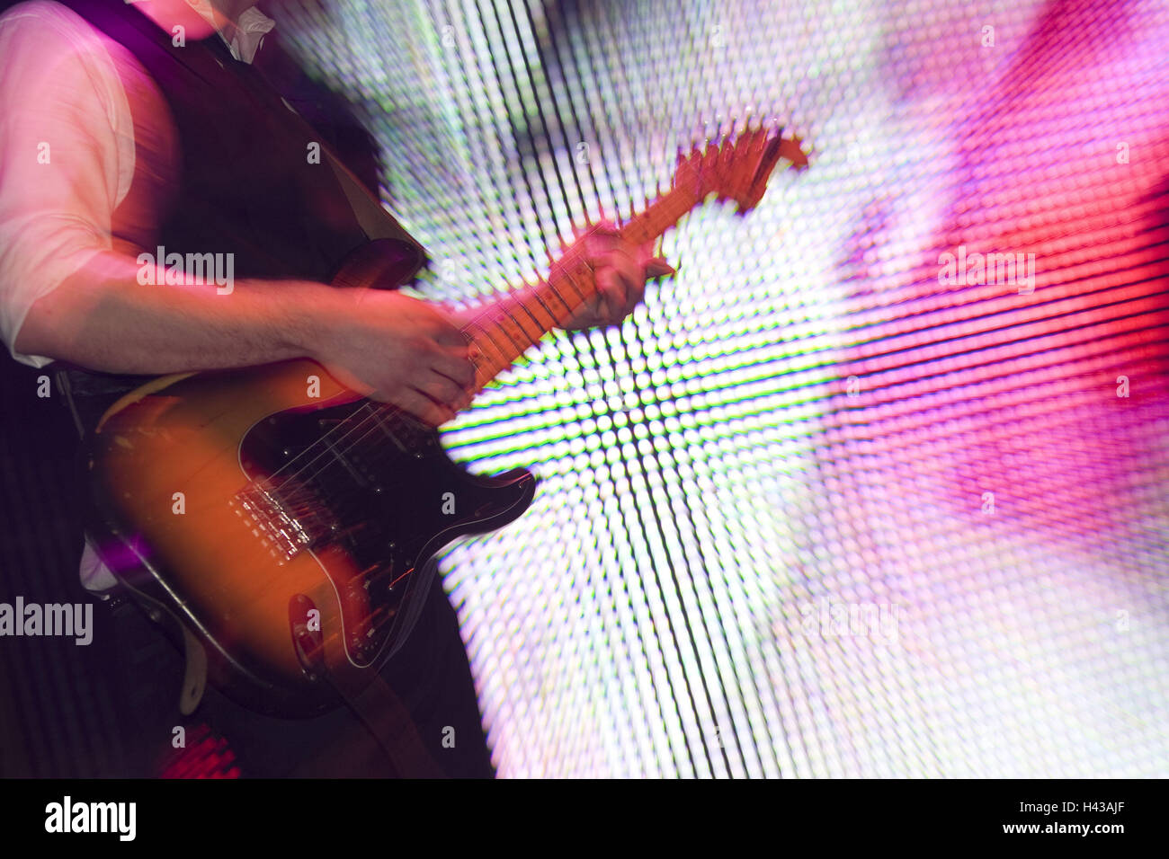 Musicians, E guitar, play, projection screen, no model release, guitar ...