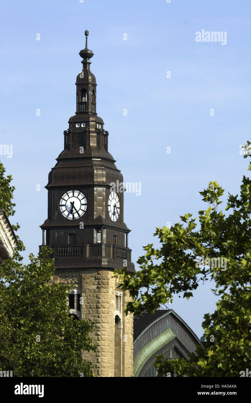 Germany, Hamburg, central station, detail, clock tower Stock Photo - Alamy