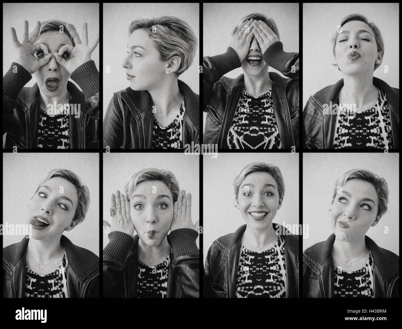 Series of photographs of Caucasian woman from photo booth Stock Photo ...