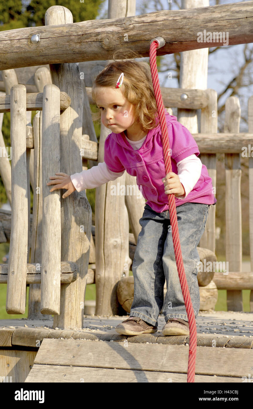 Playground, girl, climbing frame, rope Stock Photo - Alamy