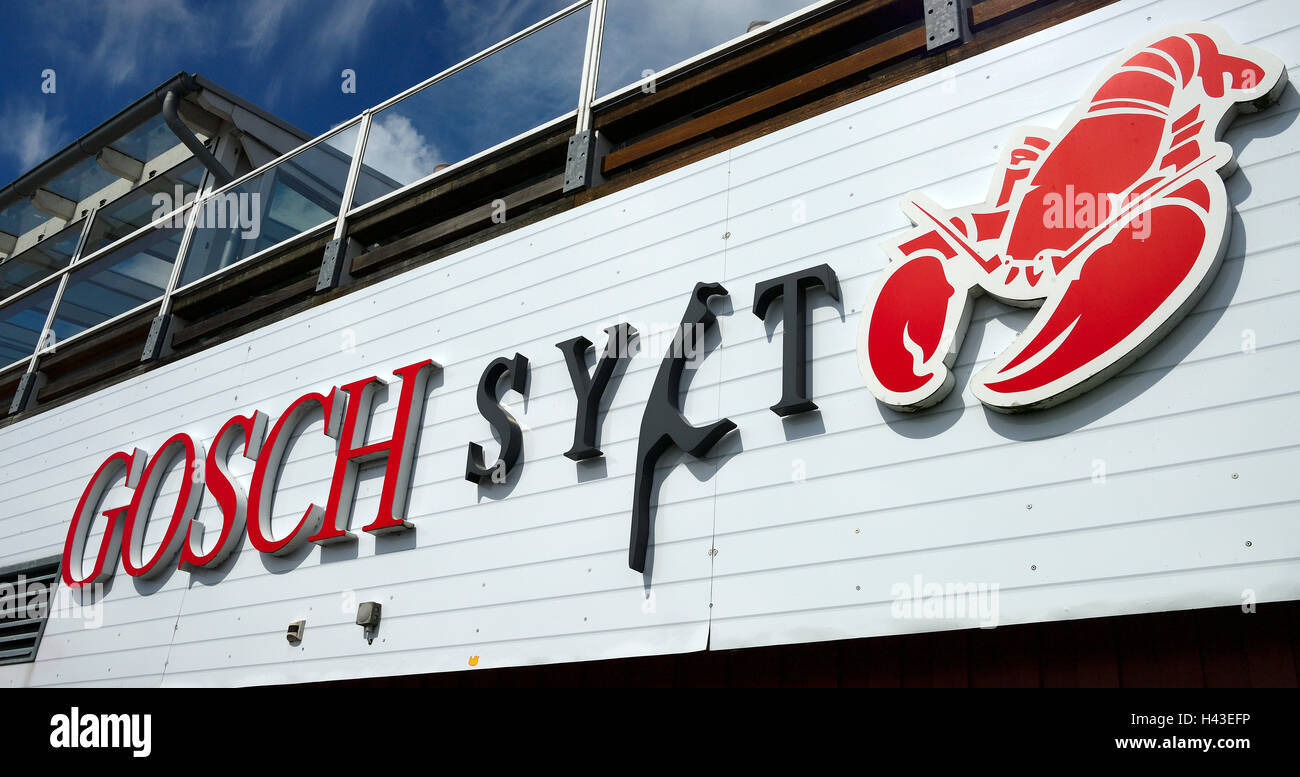 Lettering of the fish restaurant Gosch, port of List, Sylt, North ...