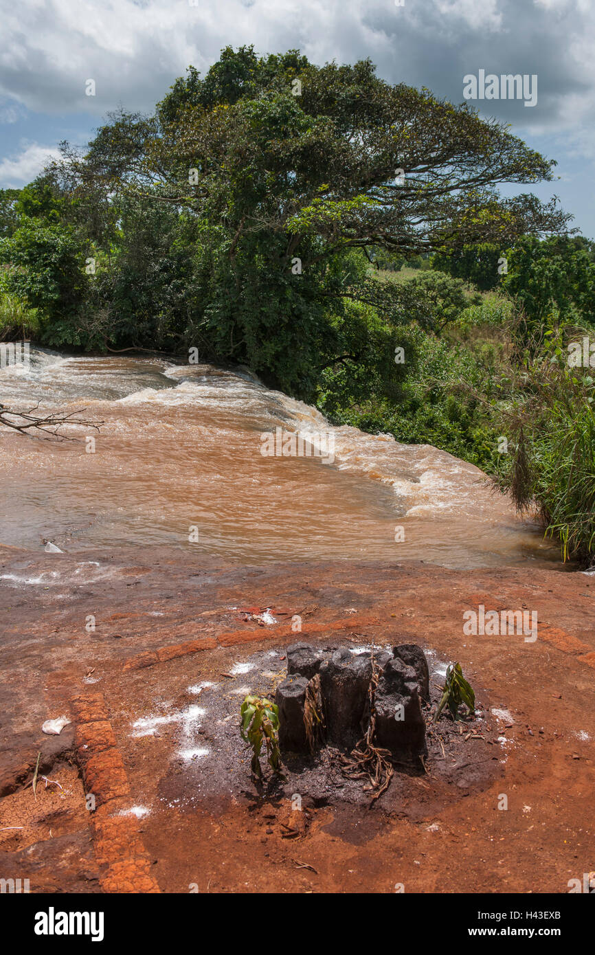 Metche waterfall, animist sacrificial site in the foreground, Bafoussam ...