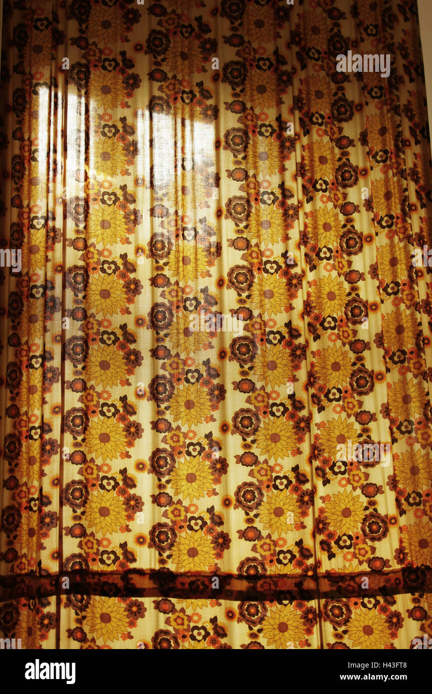 Curtain, detail, room, window, flower printing, flower curtain, floral ...