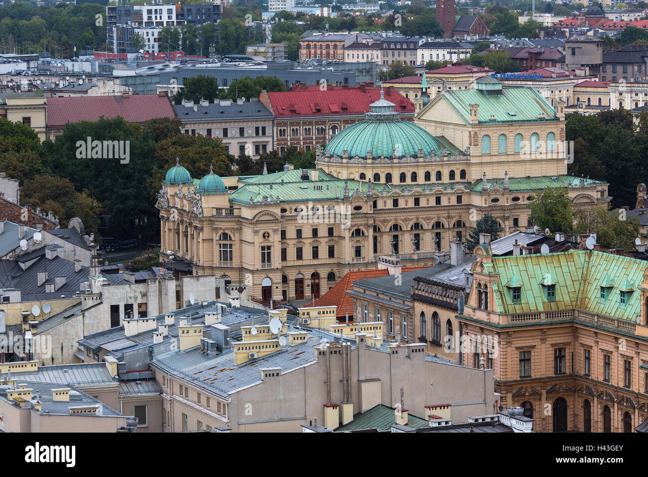 Top view of a historic buildings in the centre of Krakow, Poland Stock ...