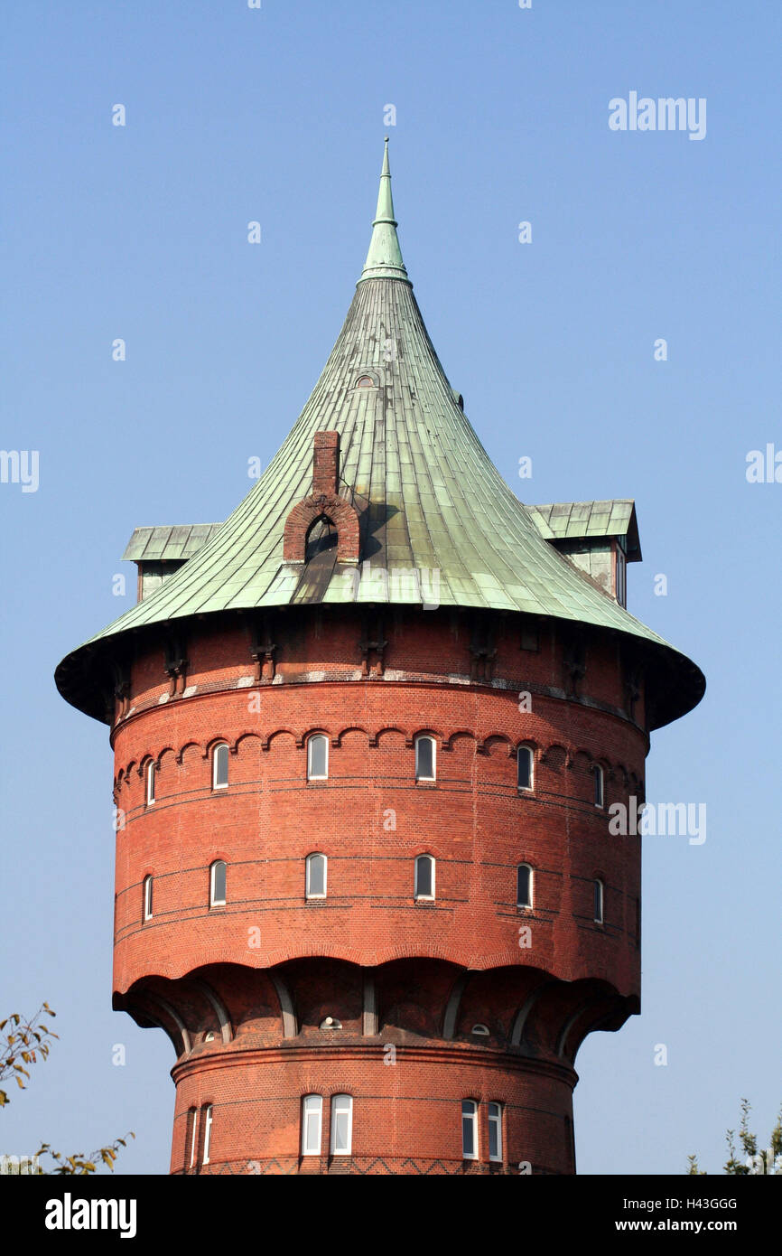 Germany, Lower Saxony, Cuxhaven (town), Water Tower, 1897, detail ...