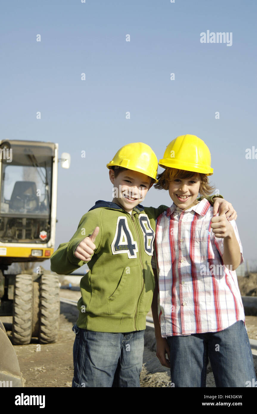 Children, boys, men at work, career plans, construction worker ...