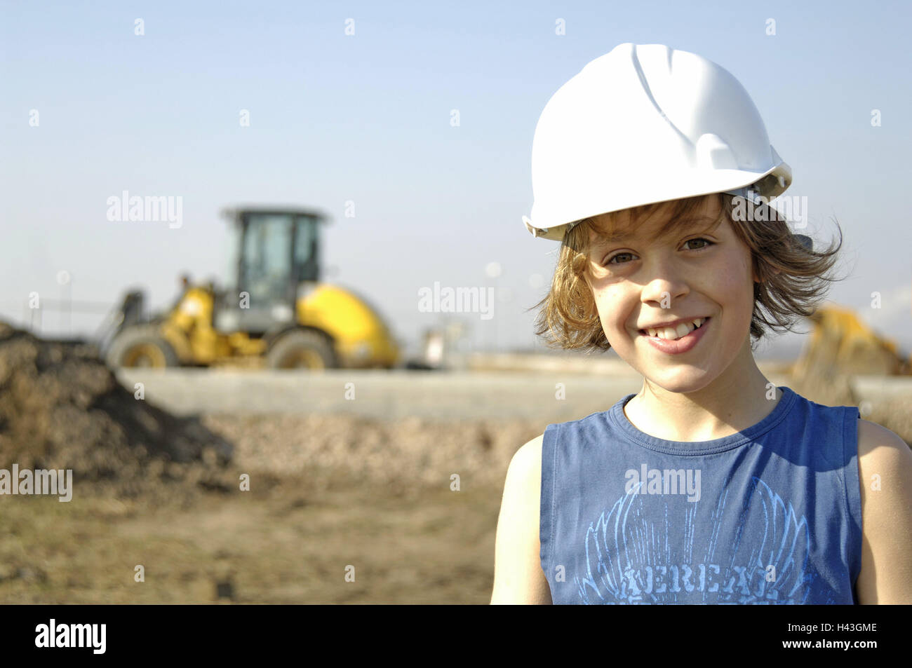 Child, boy, happily, men at work, career plans, construction worker ...