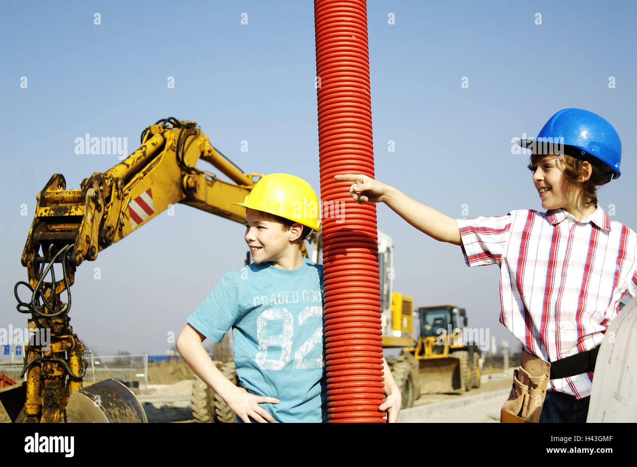 Children, boys, men at work, career plans, construction worker ...