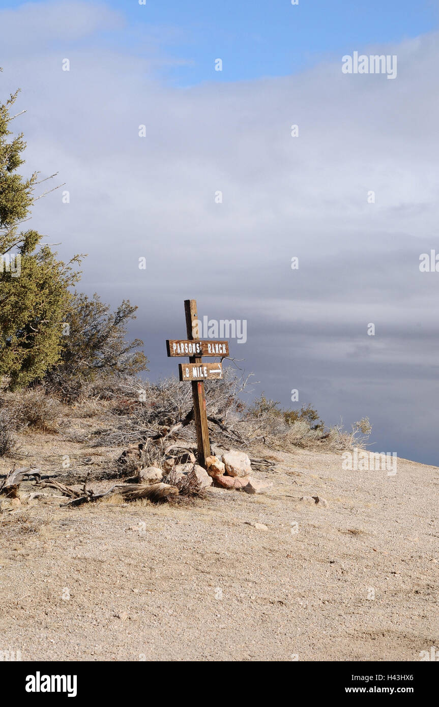 The USA, California, sign, signpost, Parsons' ranch, scenery, heaven ...