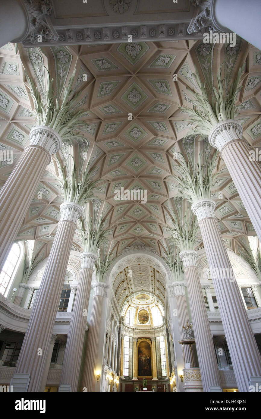 Germany, Saxony, Leipzig, Nikolaikirche, interior view, hall church ...