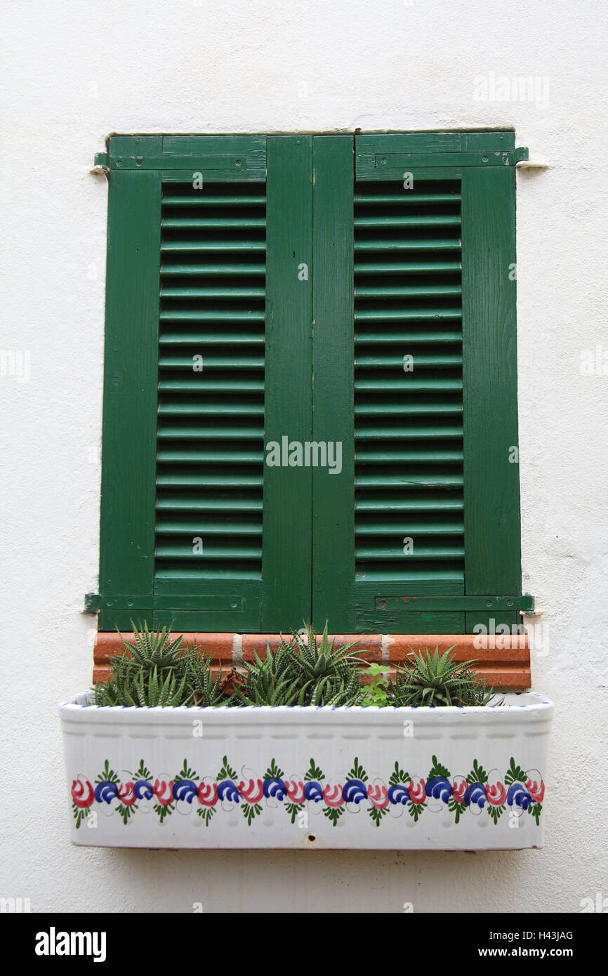 Majorca, mountain village, residential house, facade, detail, window ...