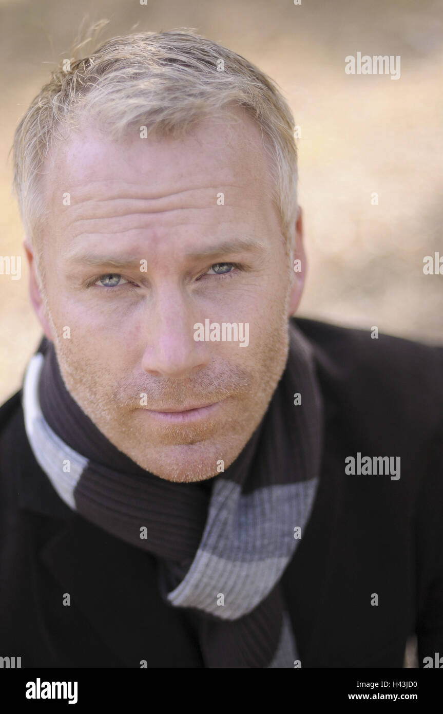 Man, middle old person, scarf, portrait, model released Stock Photo - Alamy