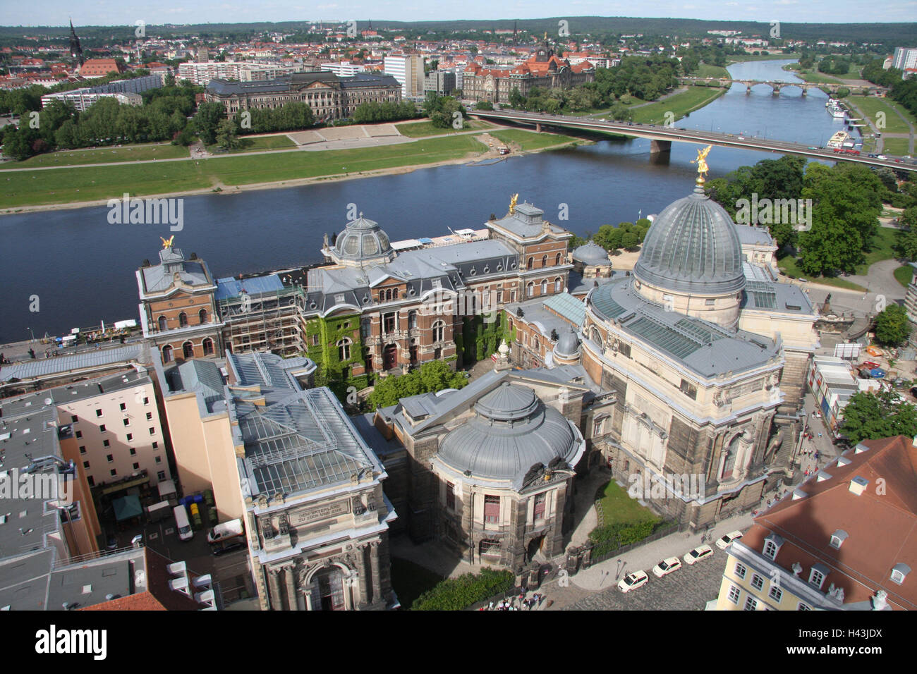 Germany, Saxony, Dresden, town overview, the Elbe, town, houses ...