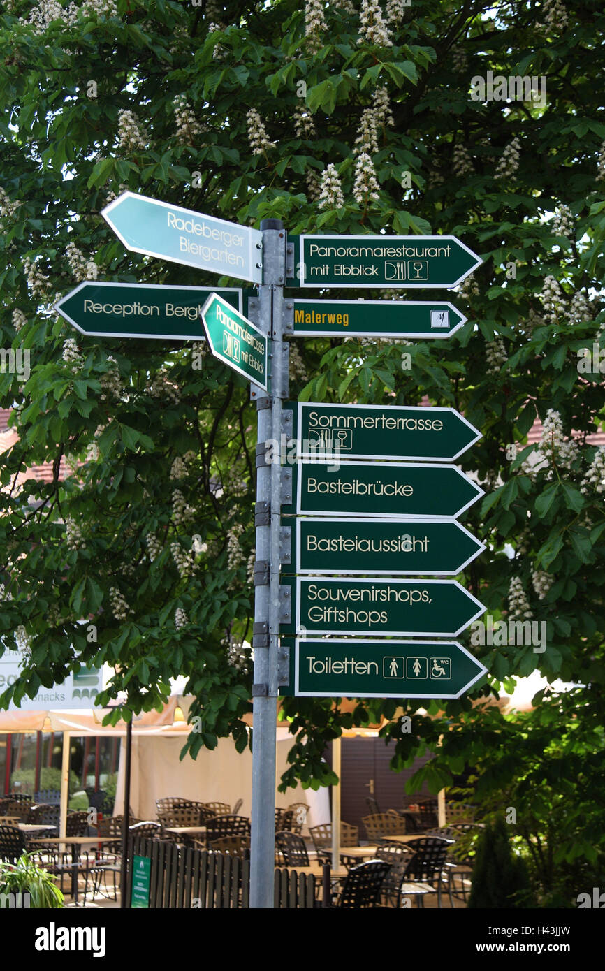 Germany, Saxon Switzerland, bastion, sign tree Stock Photo - Alamy