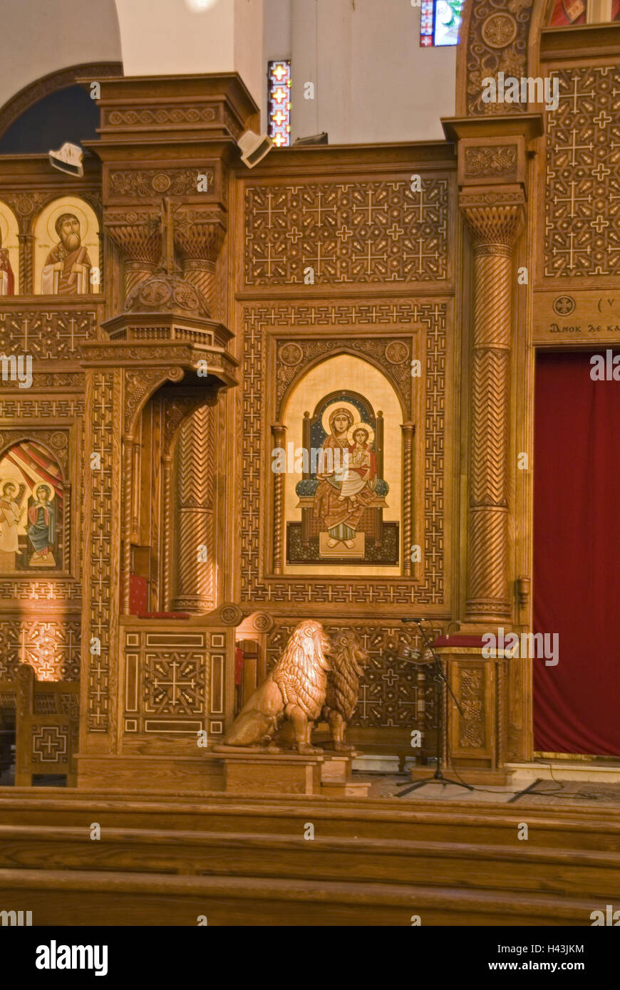 Egypt, Aswan, church, Coptic, interior, saint's pictures, Africa, Upper ...