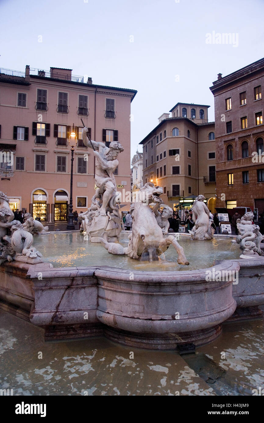 Italy, Rome, Piazza Navona, Neptune's well Stock Photo - Alamy