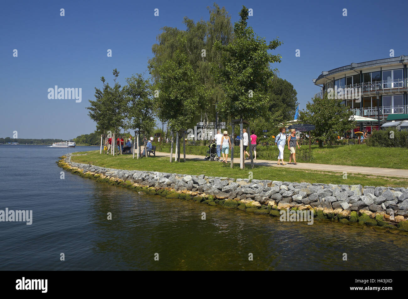 Germany, Mecklenburg lowland plain full lakes, goods, marina, bank ...