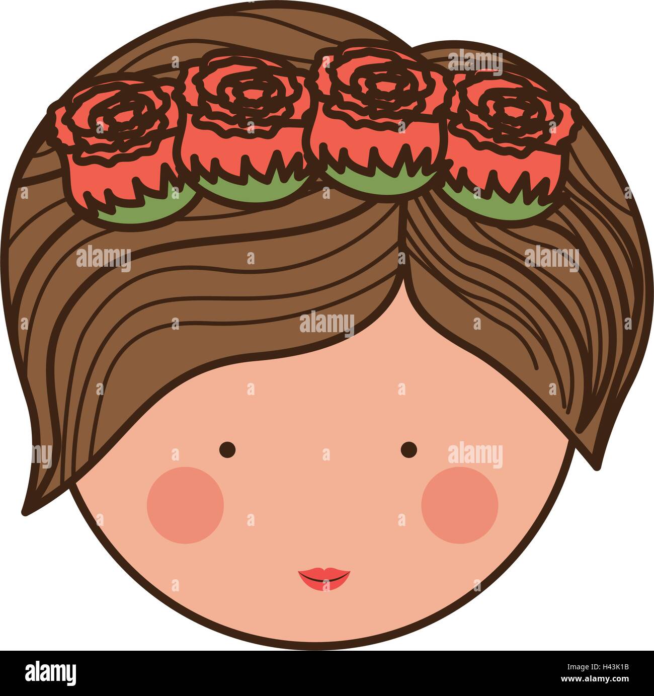 front face woman and crown of roses in hair Stock Vector Image & Art ...