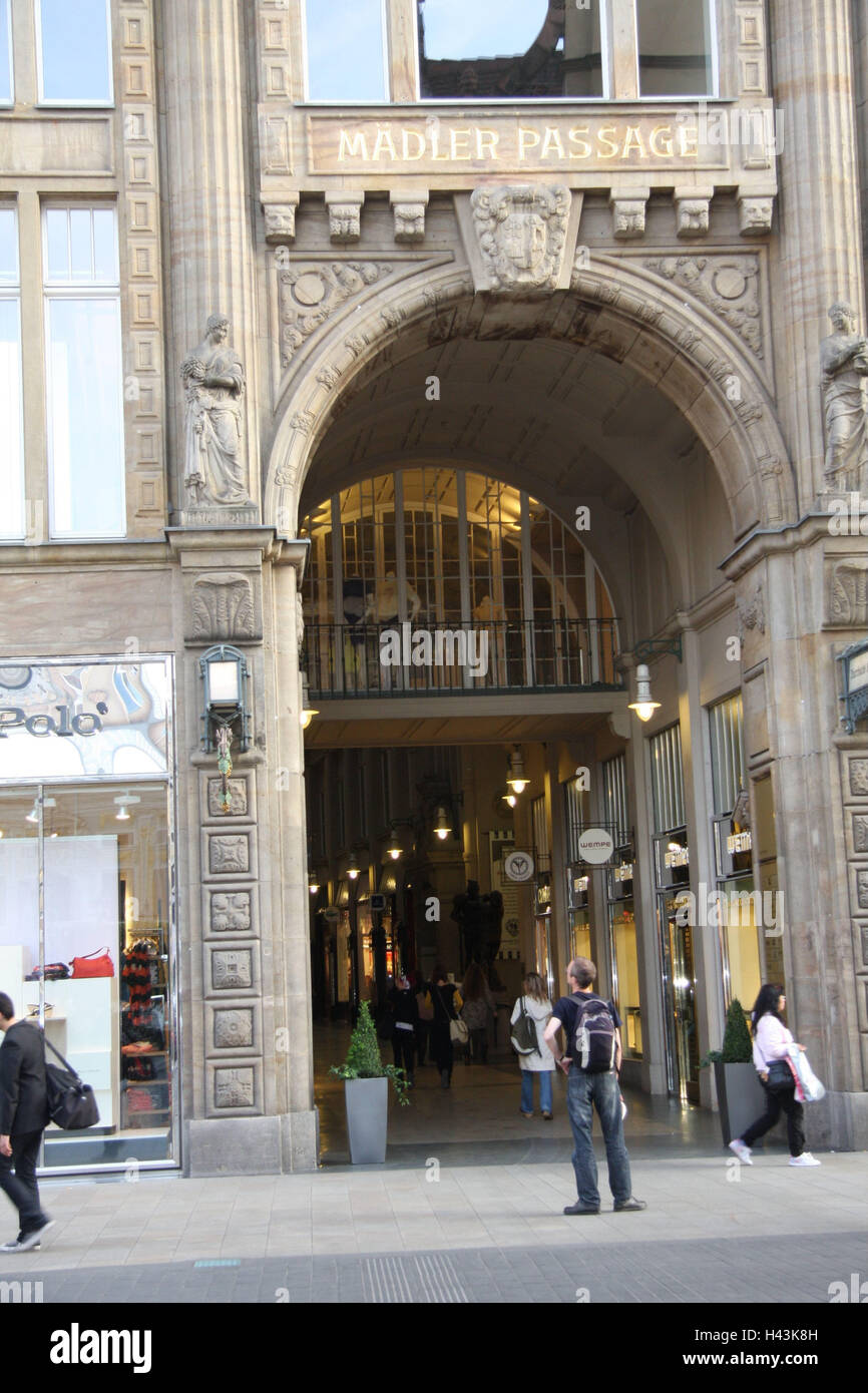 Germany, Saxony, Leipzig, Mädler passage, input, person, building, gate ...